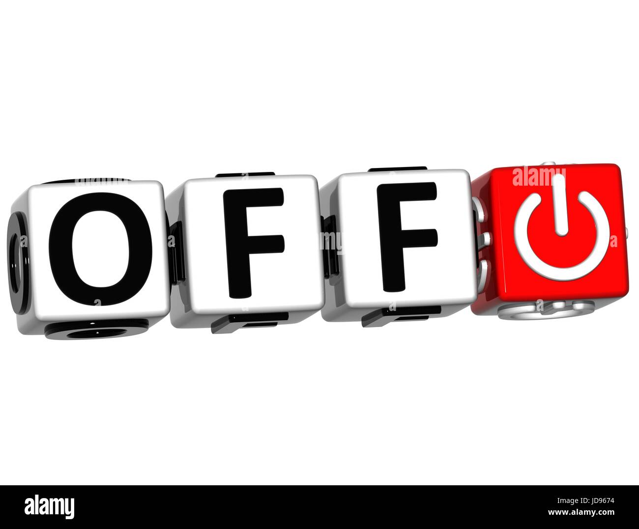 3D Off button cube text over white background Stock Photo - Alamy