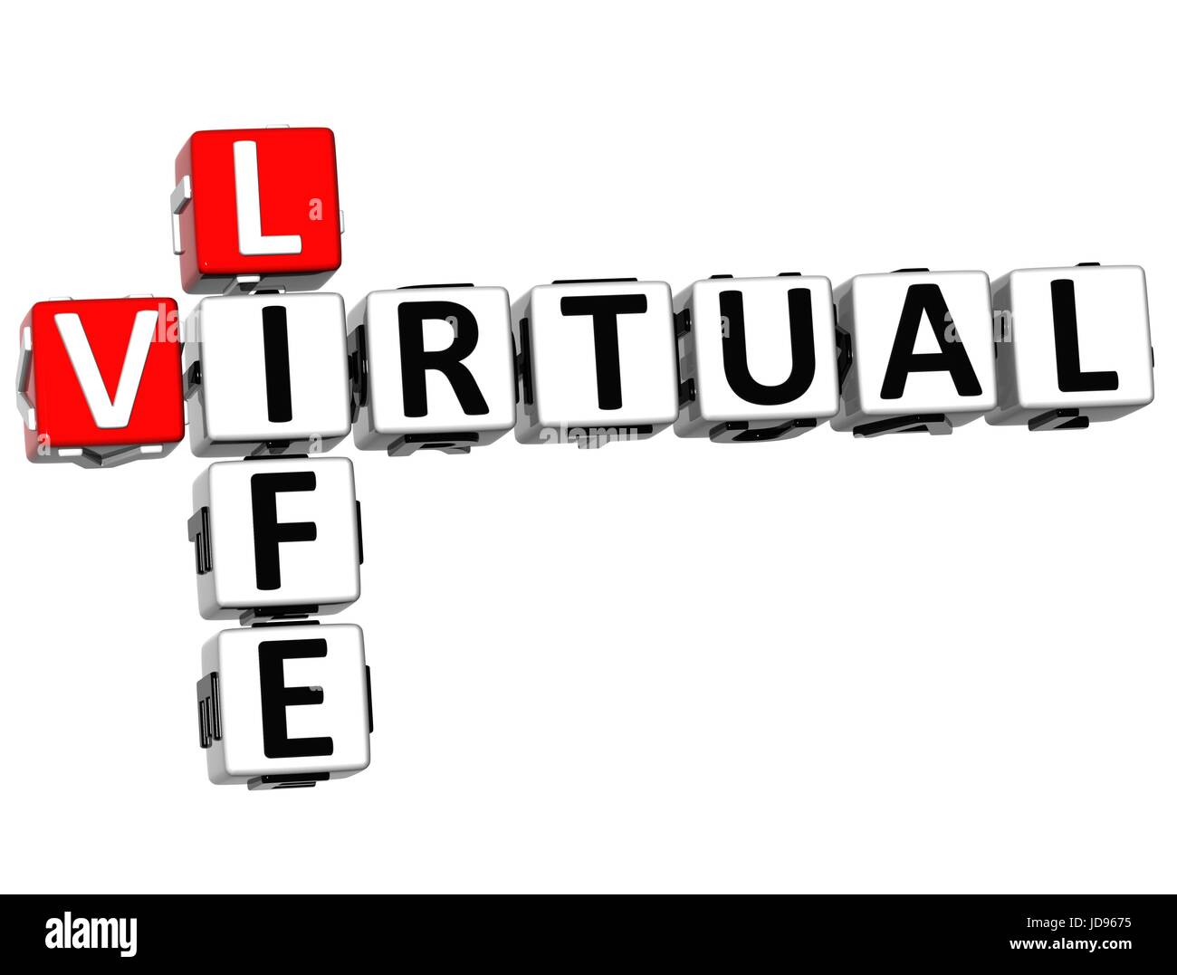 3D Virtual Life Crossword cube words on white background Stock Photo ...