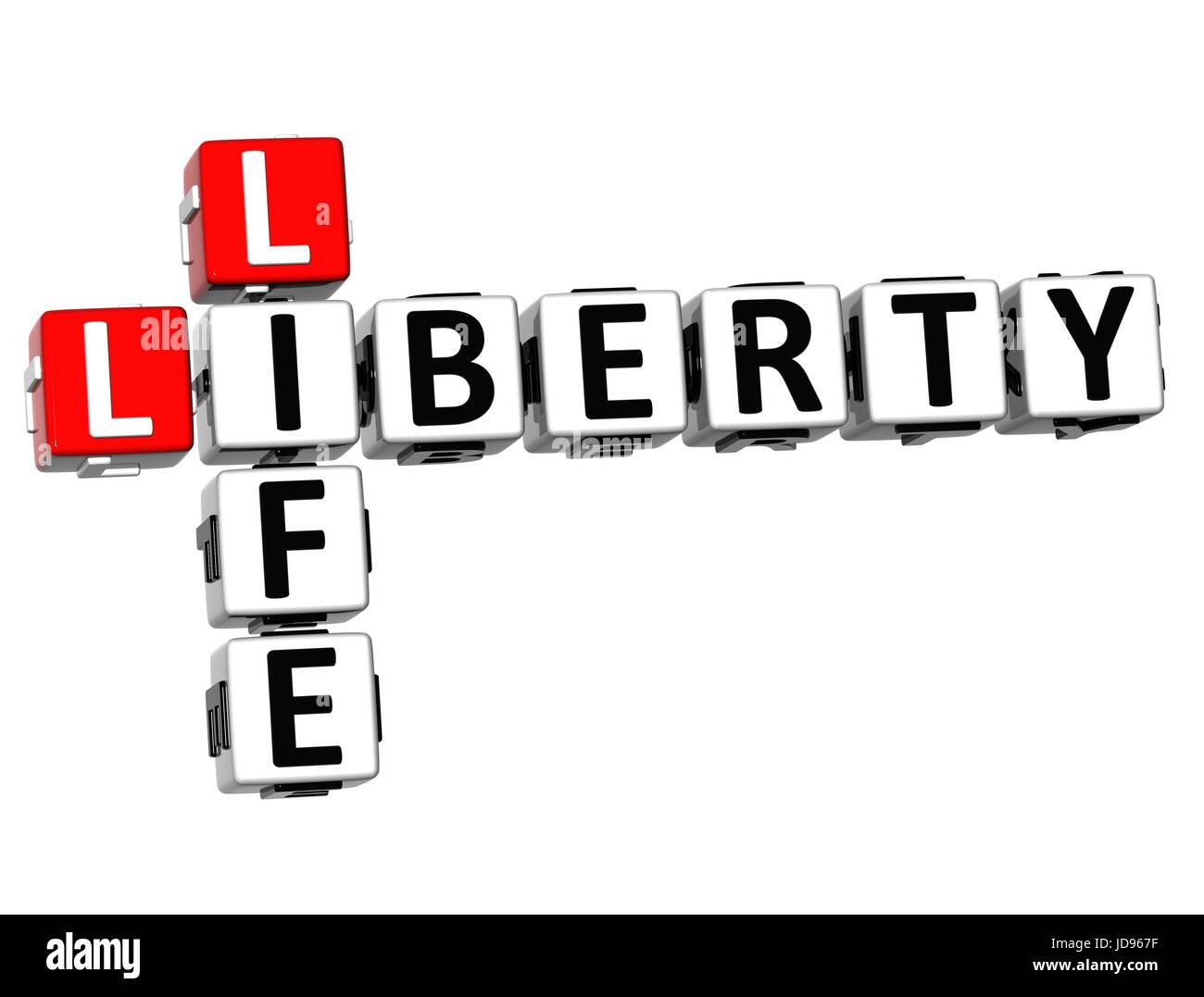 3D Social Liberty Life Crossword cube words on white background Stock ...