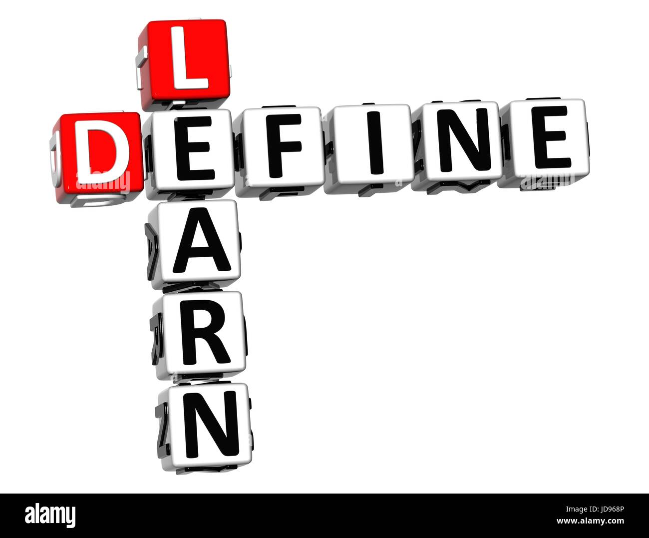 3D Define Learn Crossword cube words on white background Stock Photo ...