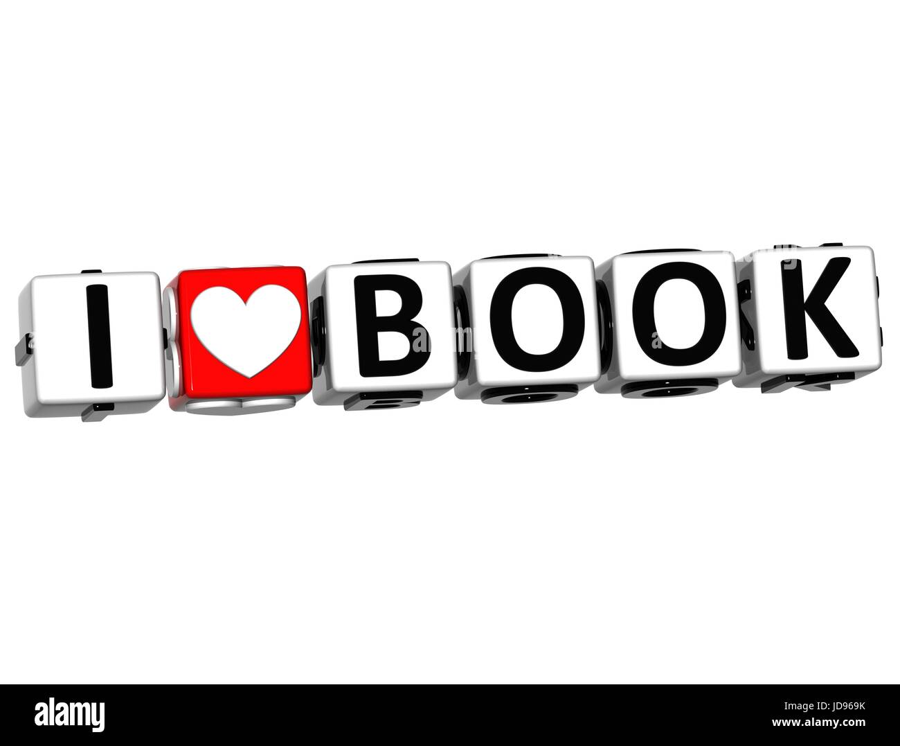 3D I Love Book Crossword Block text on white background Stock Photo - Alamy