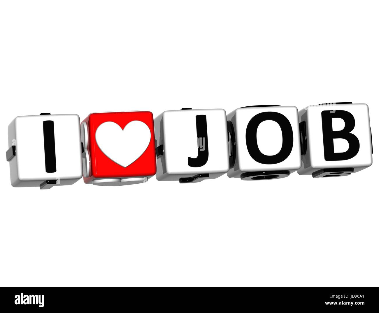 3D I Love Job Crossword Block text on white background Stock Photo - Alamy