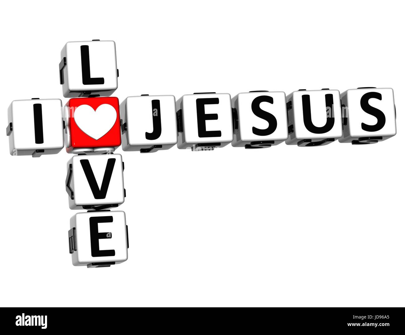 3D I Love Jesus Crossword Block text on white background Stock Photo ...