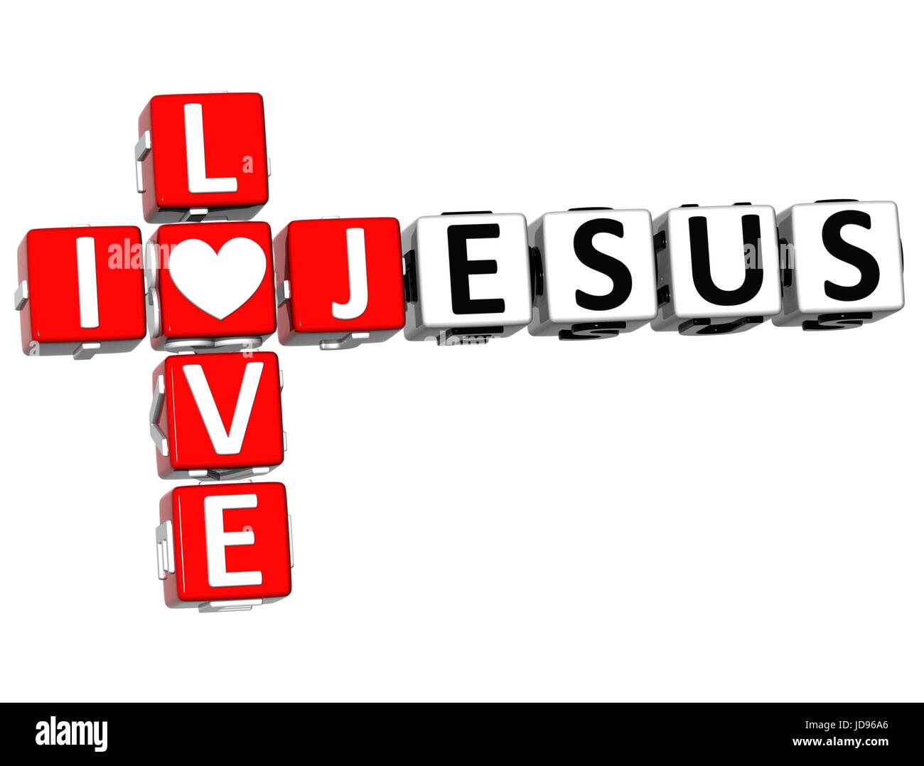 3D I Love Jesus Crossword Block text on white background Stock Photo ...