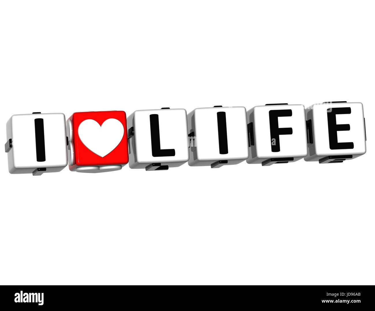 3D I Love Life Crossword Block text on white background Stock Photo - Alamy