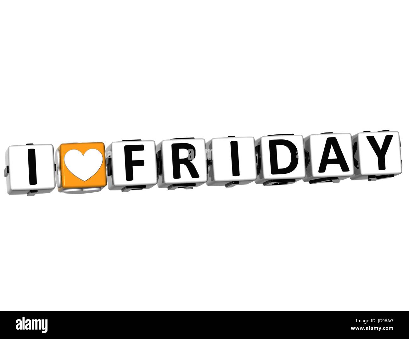 3D I Love Friday Crossword Block text on white background Stock Photo ...