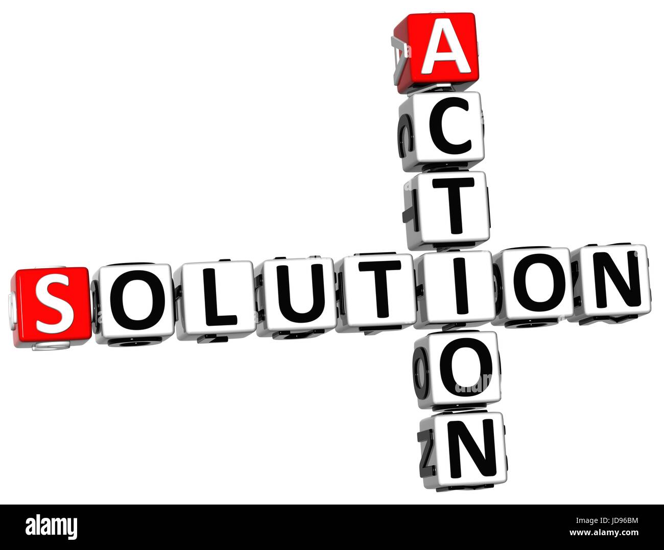 3D Action Solution Crossword on white background Stock Photo - Alamy