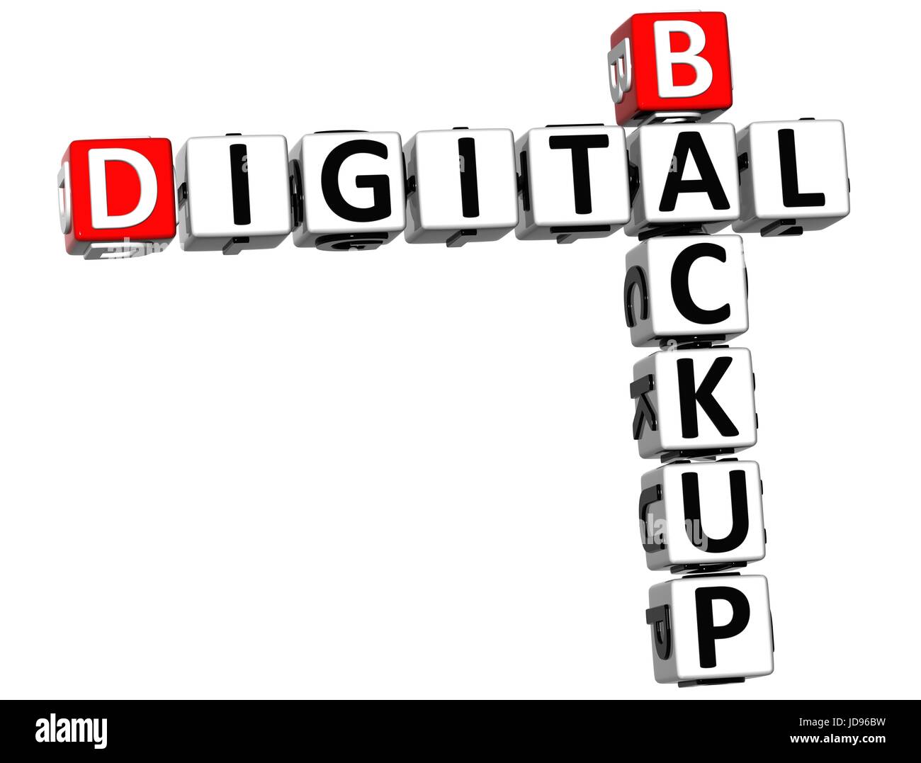 3D Backup Digital Crossword on white background Stock Photo - Alamy