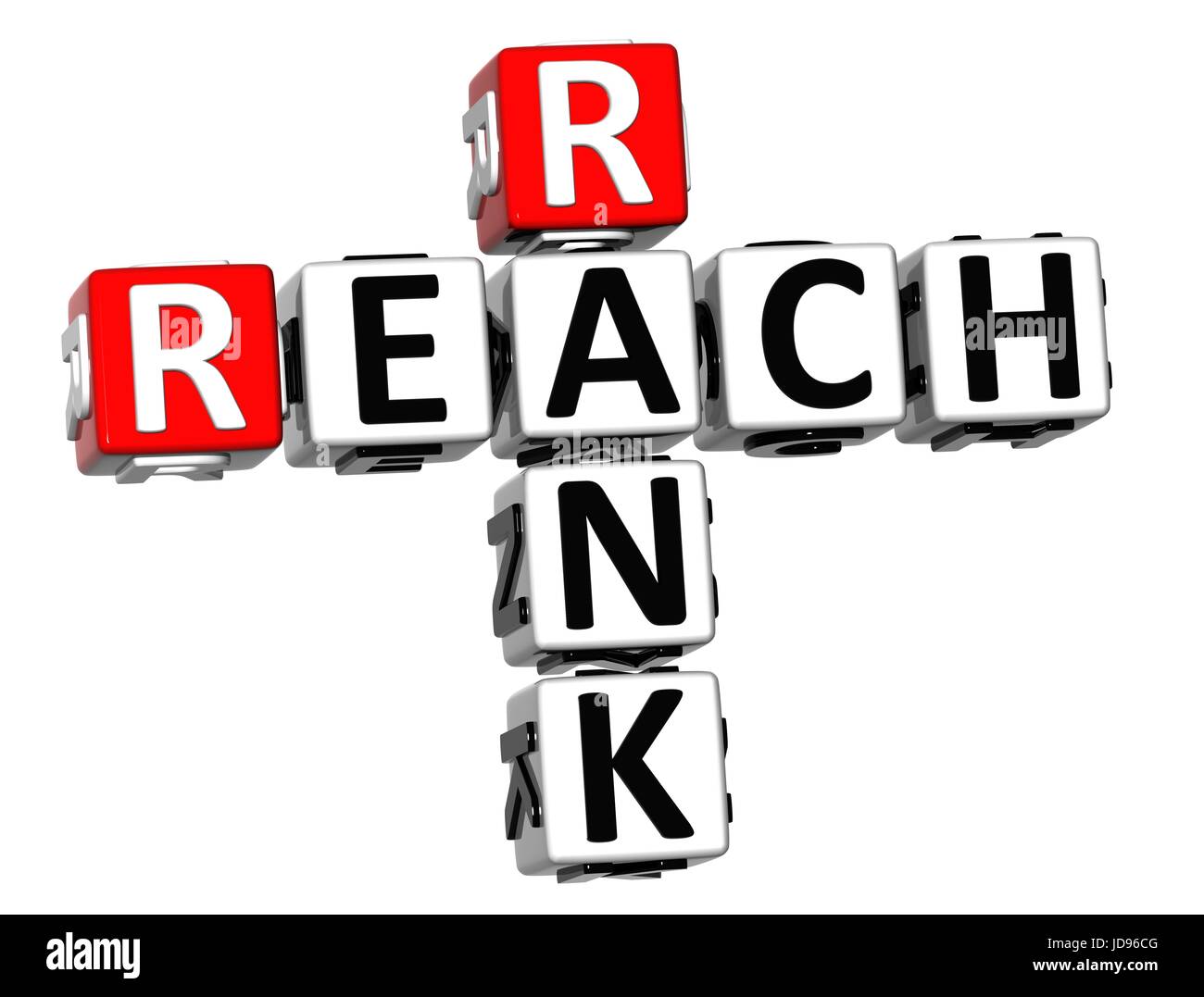 3D Reach Rank Crossword On White Background Stock Photo Alamy