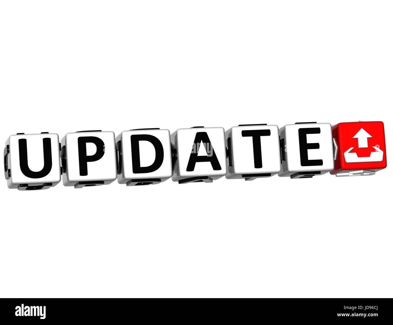 3D Update Button Click Here Block Text over white background Stock ...