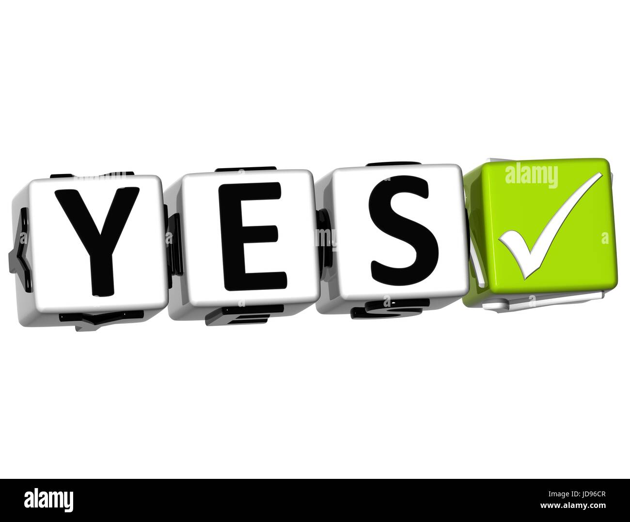 3D Yes Button Click Here Block Text over white background Stock Photo ...