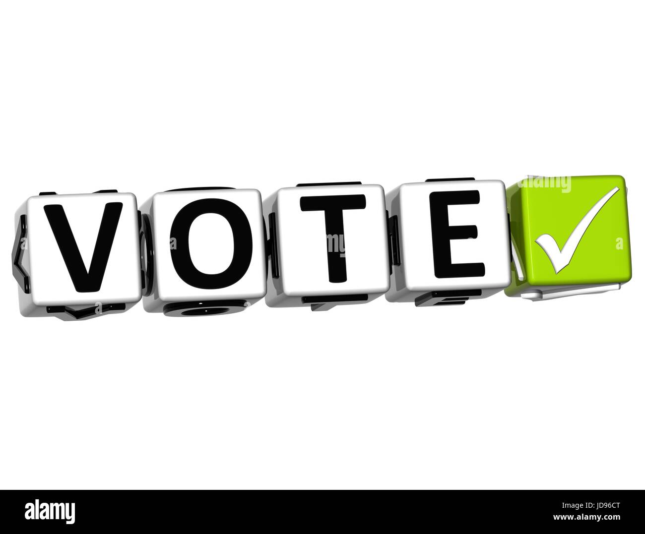 3D Vote Button Click Here Block Text over white background Stock Photo ...