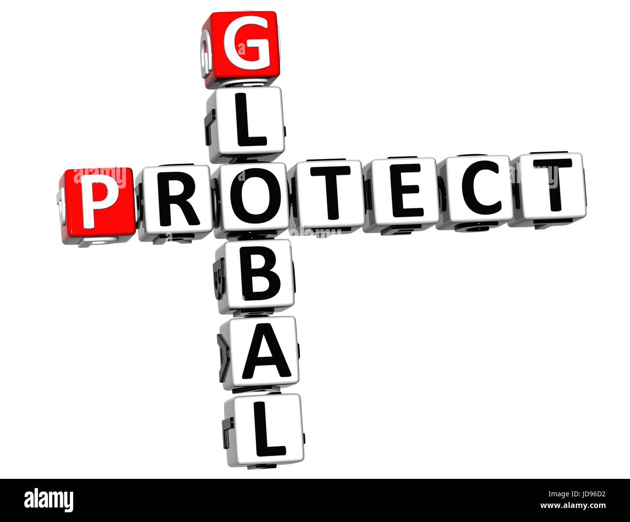 3D Global Protect Crossword on white background Stock Photo - Alamy