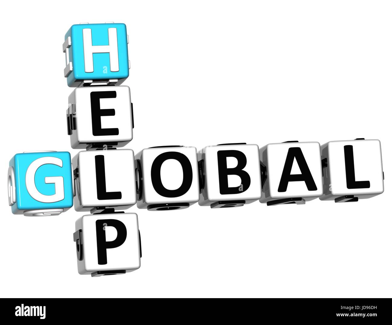 3D Global Help Crossword on white background Stock Photo - Alamy