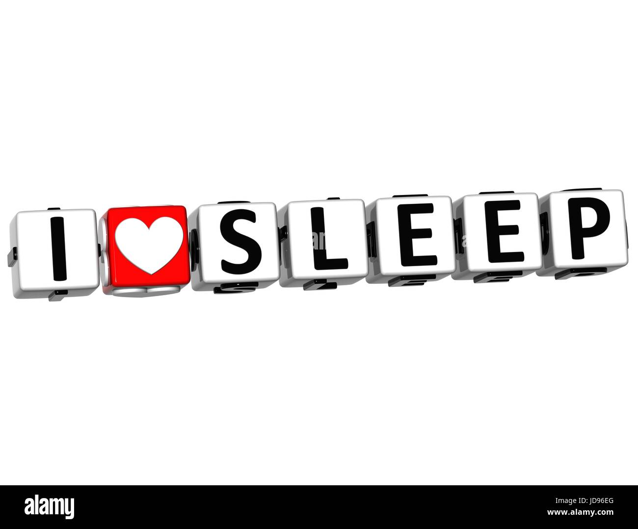 3D I Love Sleep Button Click Here Block Text over white background ...