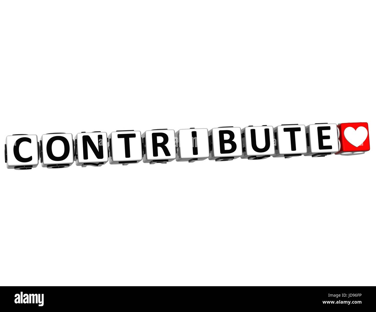 3D Contribute Button Click Here Block Text over white background Stock ...