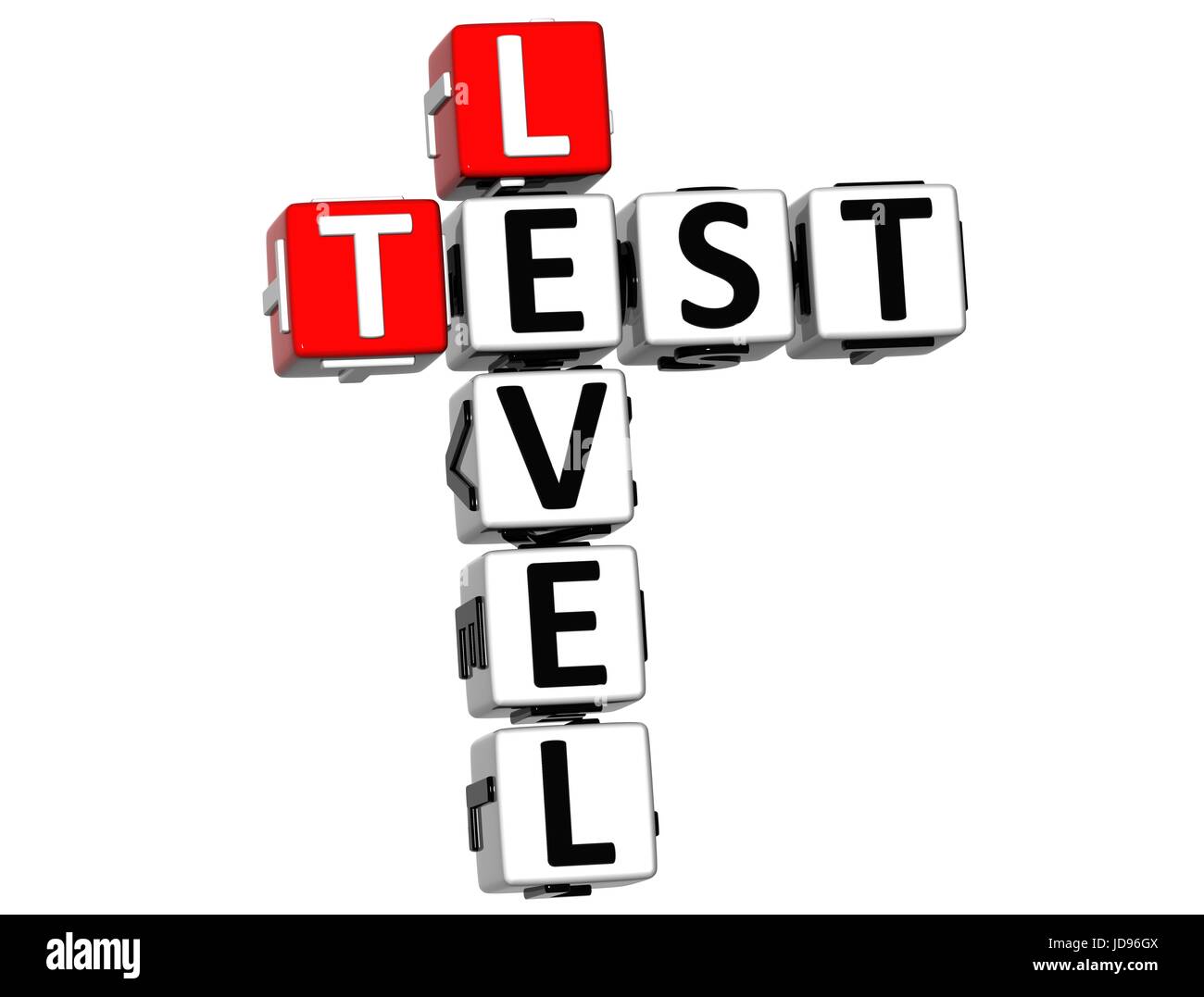 3D Test Level Crossword on white background Stock Photo - Alamy
