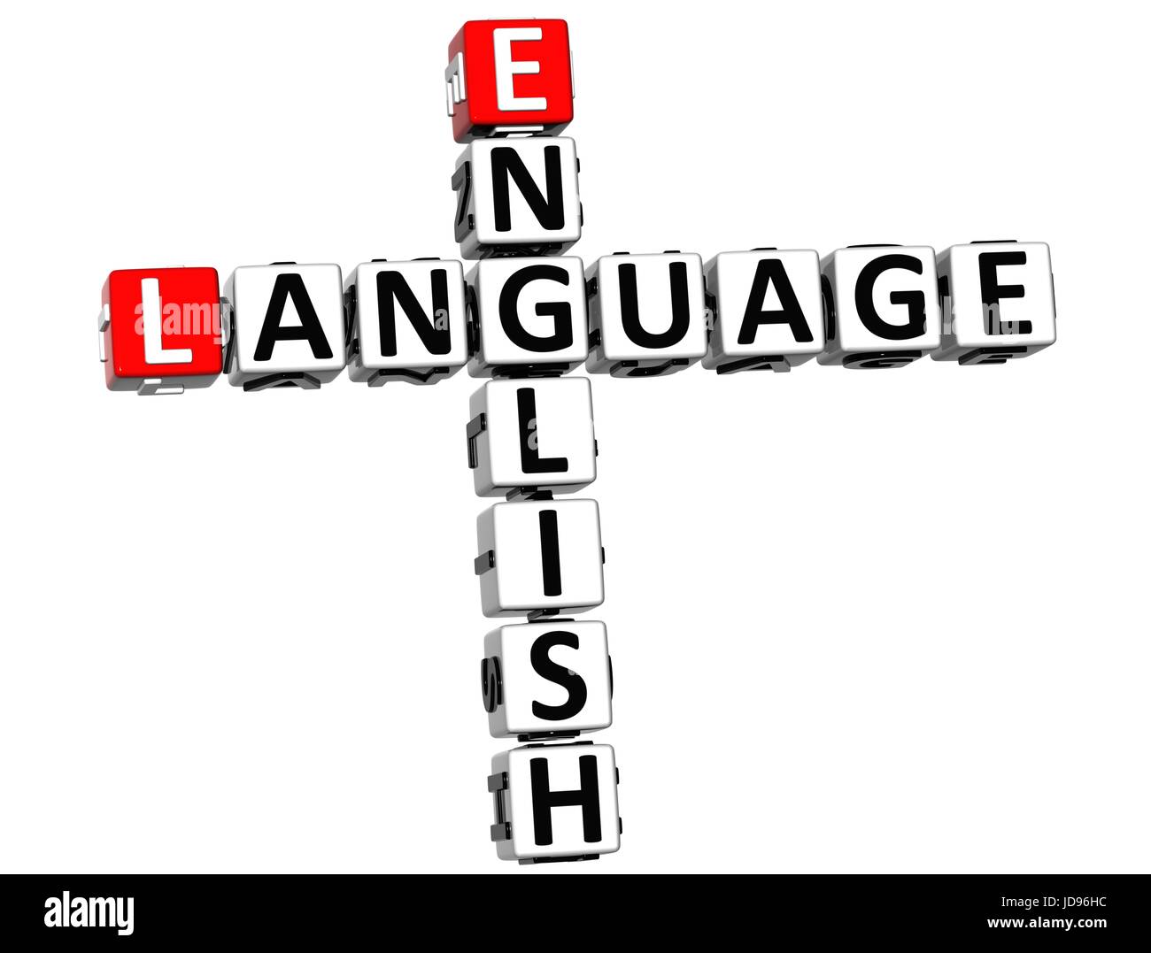3D English Language Crossword on white background Stock Photo - Alamy