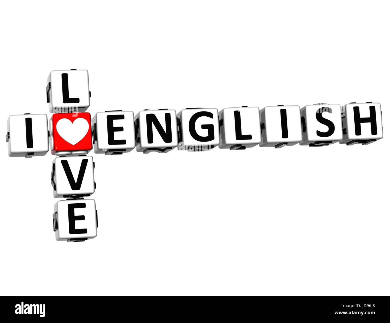 3D I Love English Crossword on white background Stock Photo - Alamy