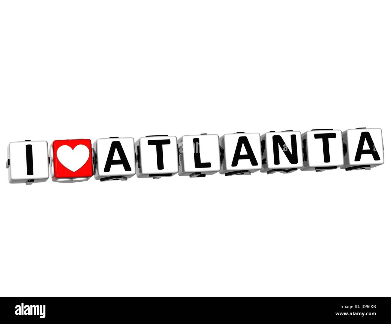3D I Love Atlanta Button Click Here Block Text over white background ...