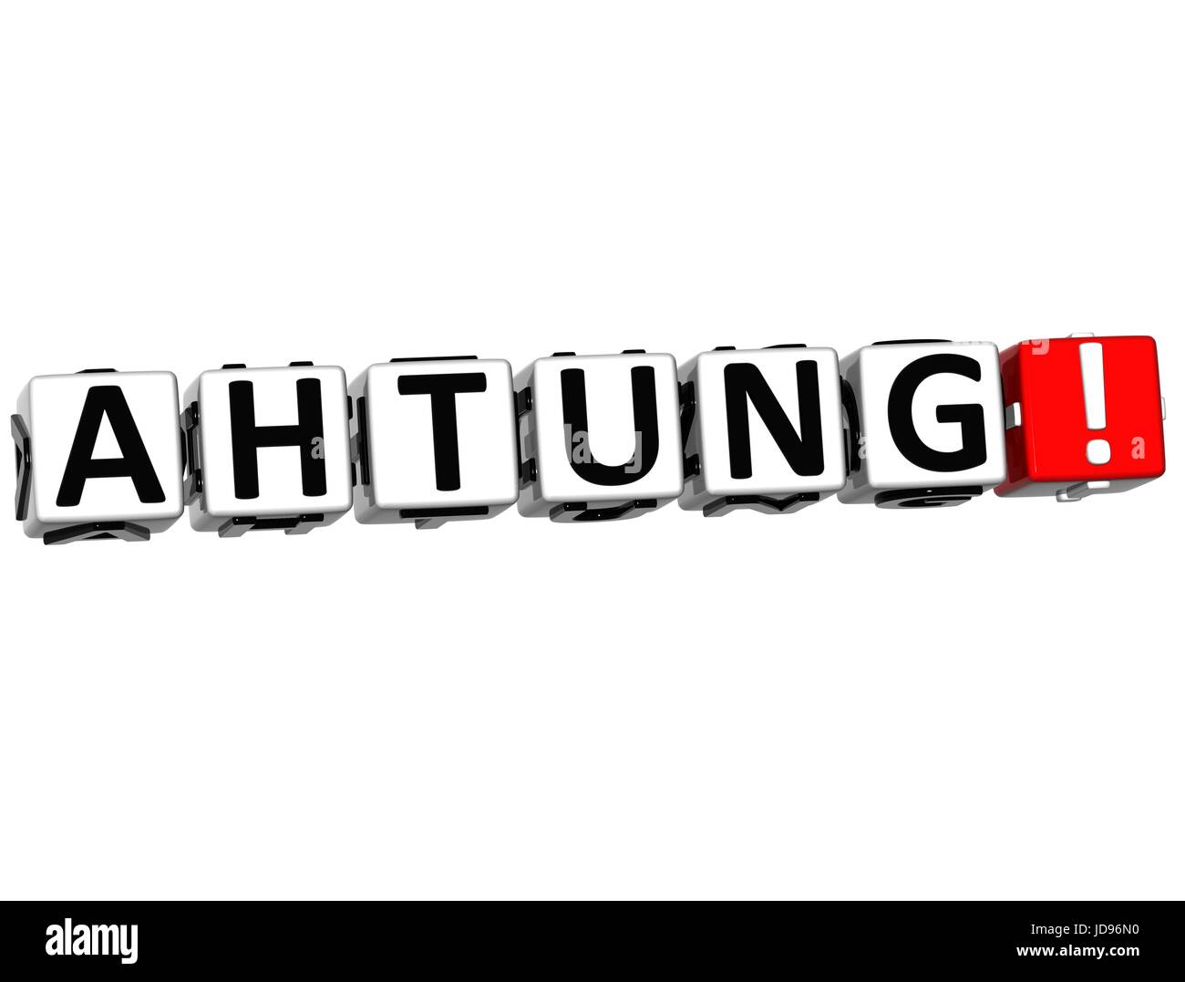 3D Ahtung Block Text on white background Stock Photo - Alamy