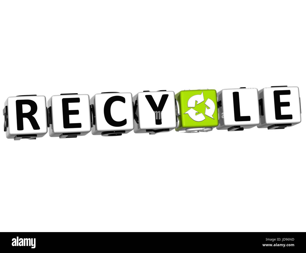 3D Recycle Block Text on white background Stock Photo - Alamy