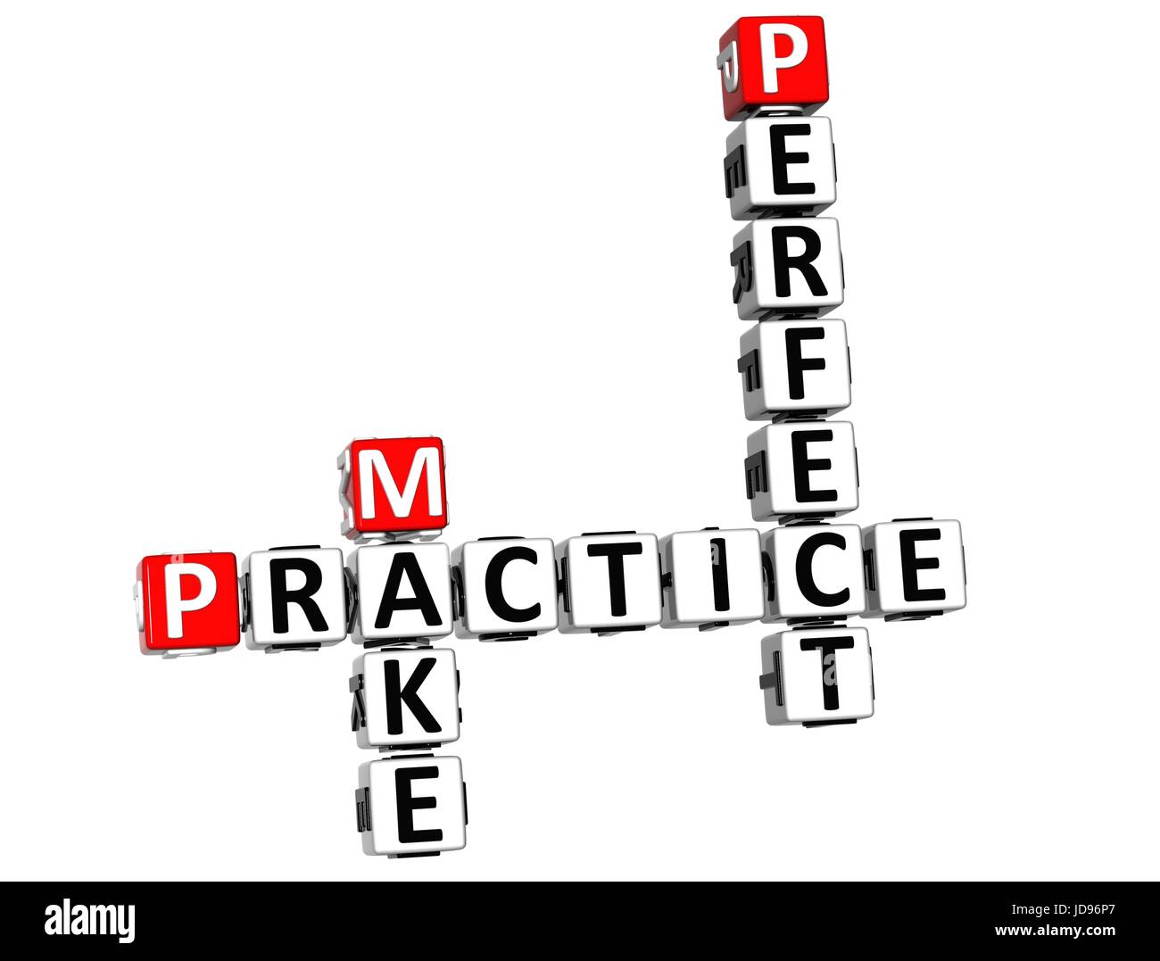 3D Practice Make Perfect Crossword on white background Stock Photo - Alamy