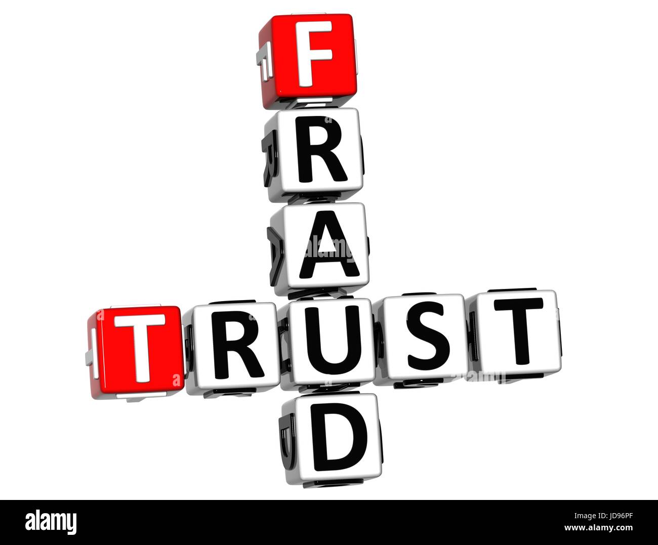 3D Trust Fraud Crossword over white background Stock Photo - Alamy