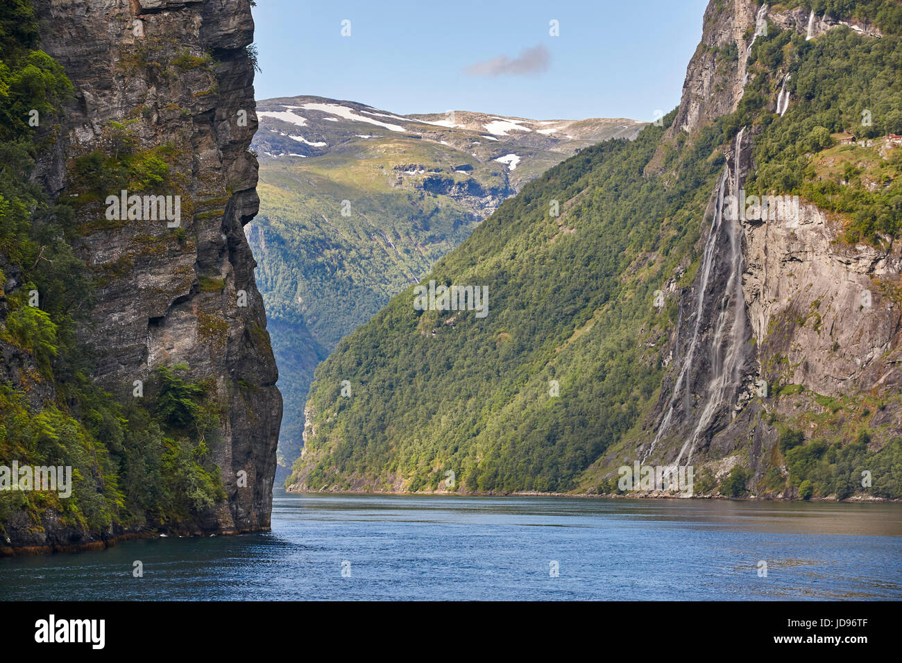 Norwegian fjord landscape. Hellesylt, Geiranger route. Tourism Norway ...