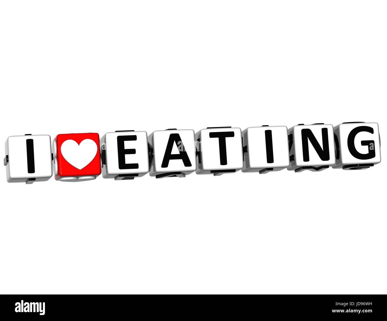 3D I Love Eating Button Click Here Block Text over white background ...