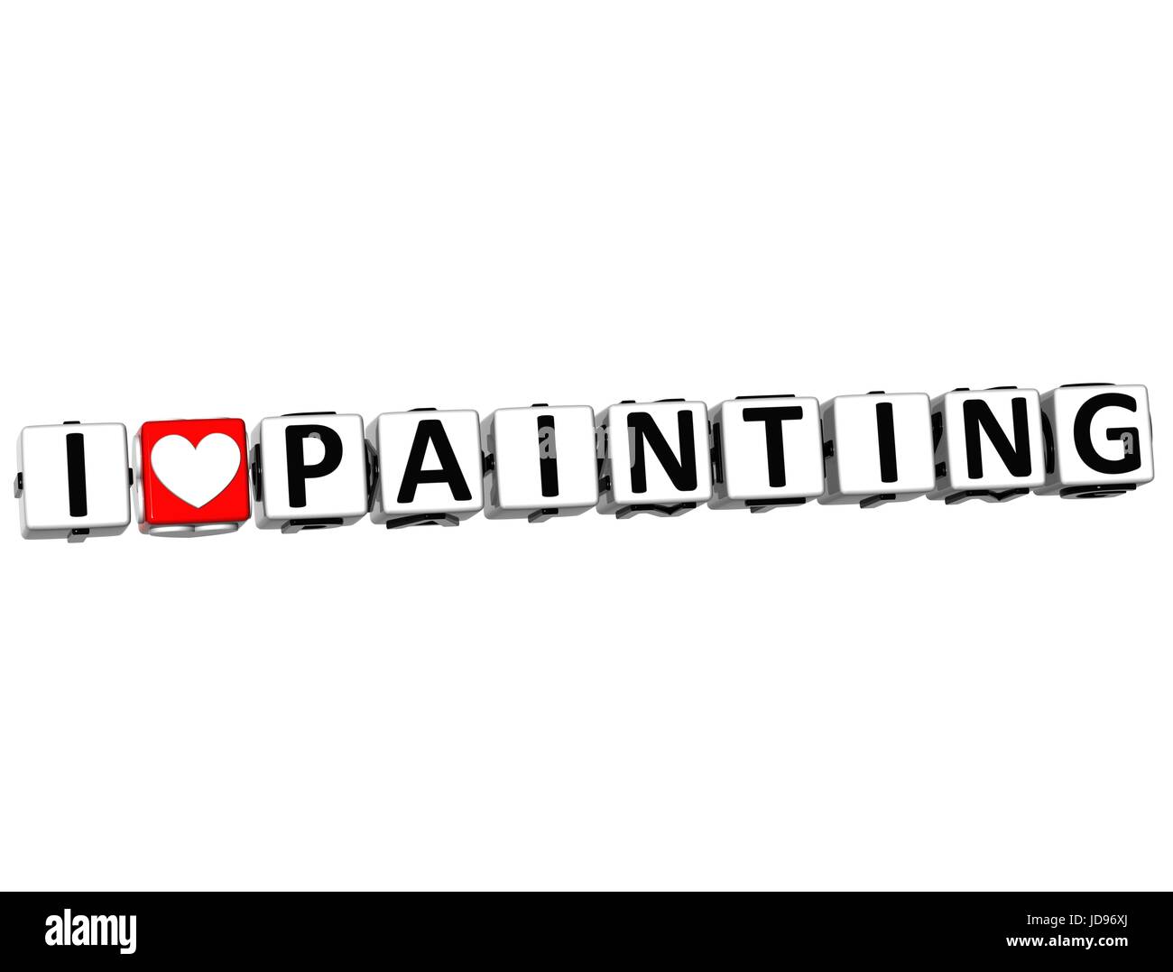 3D I Love Painting Button Click Here Block Text over white background ...