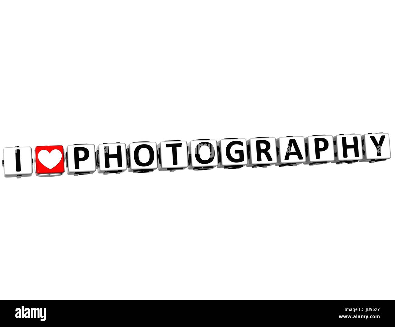 3D I Love Photography Button Click Here Block Text over white ...