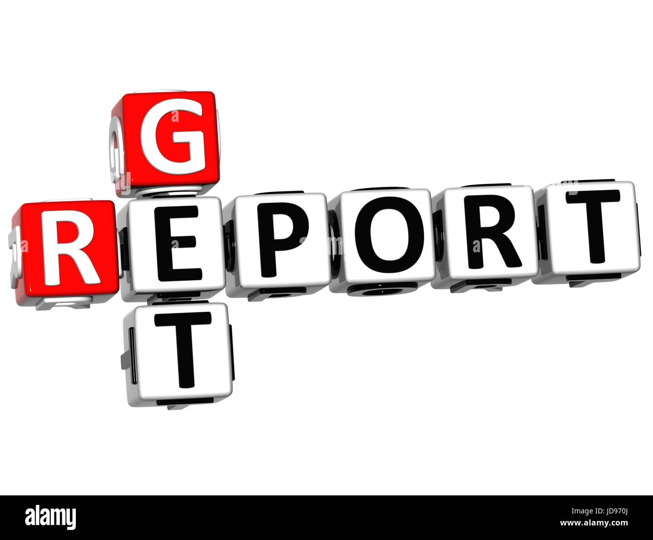 3D Get Report Crossword on white background Stock Photo - Alamy