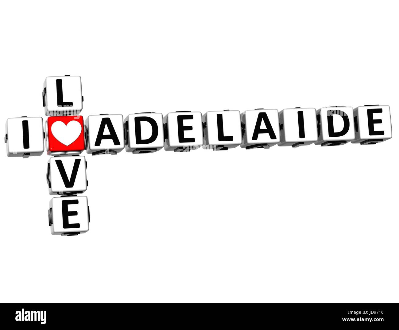 3D I Love Adelaide Crossword on white background Stock Photo - Alamy