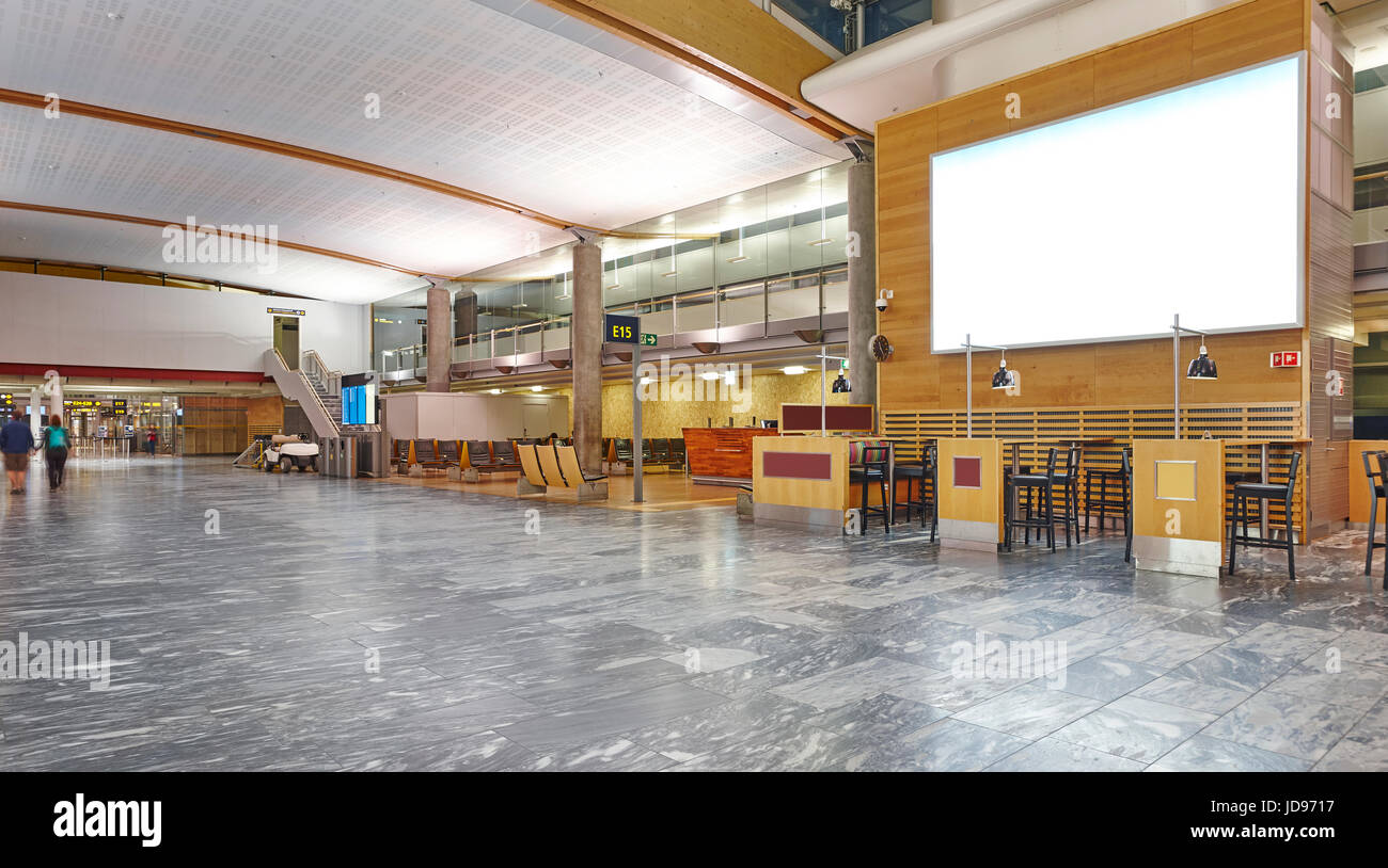 International airport indoor terminal. Departure area. Gates hall ...