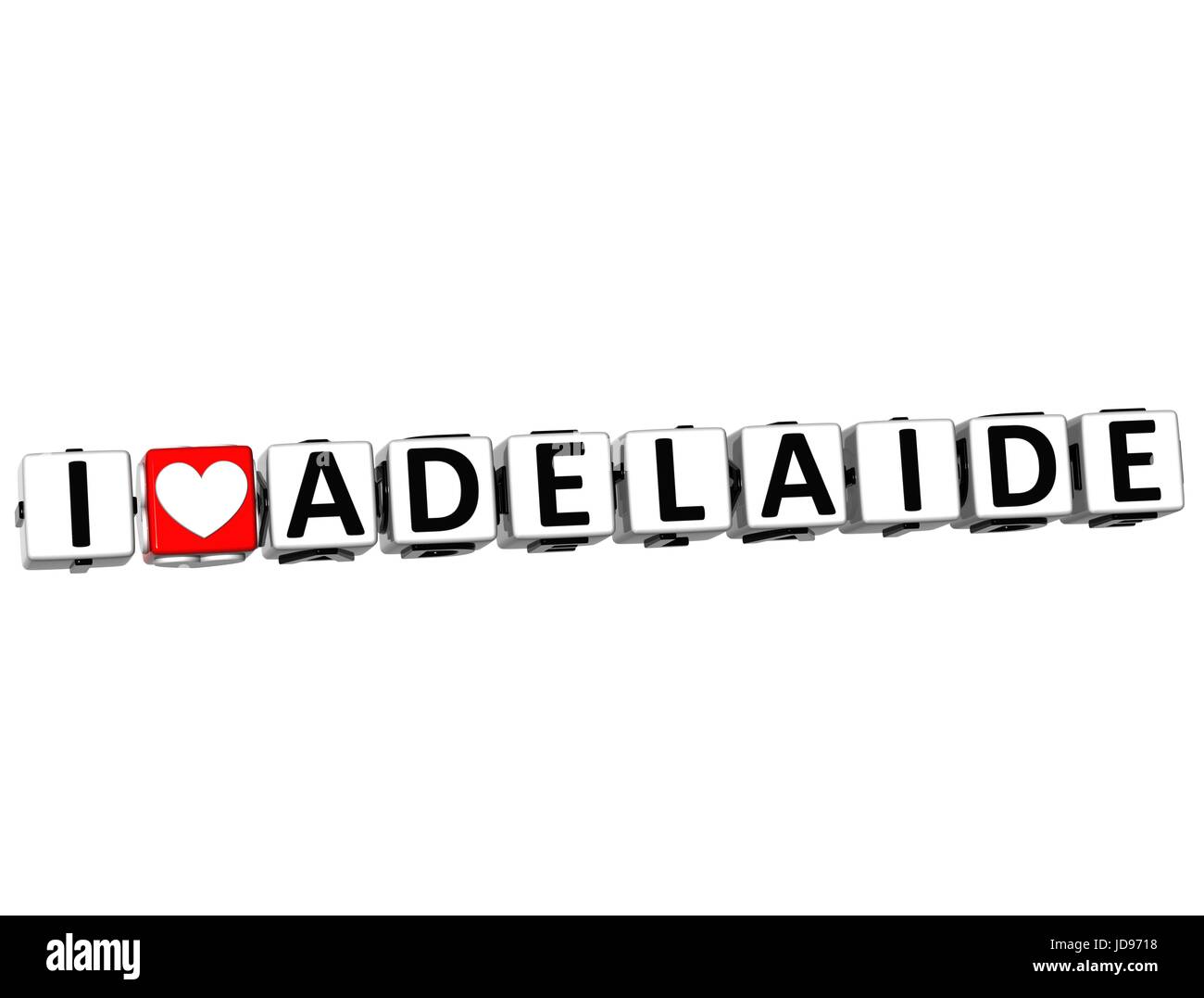 3D I Love Adelaide Button Click Here Block Text over white background ...