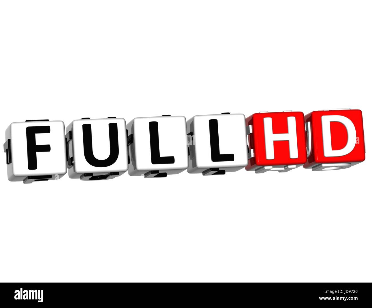 3D Full HD Button Click Here Block Text over white background Stock ...