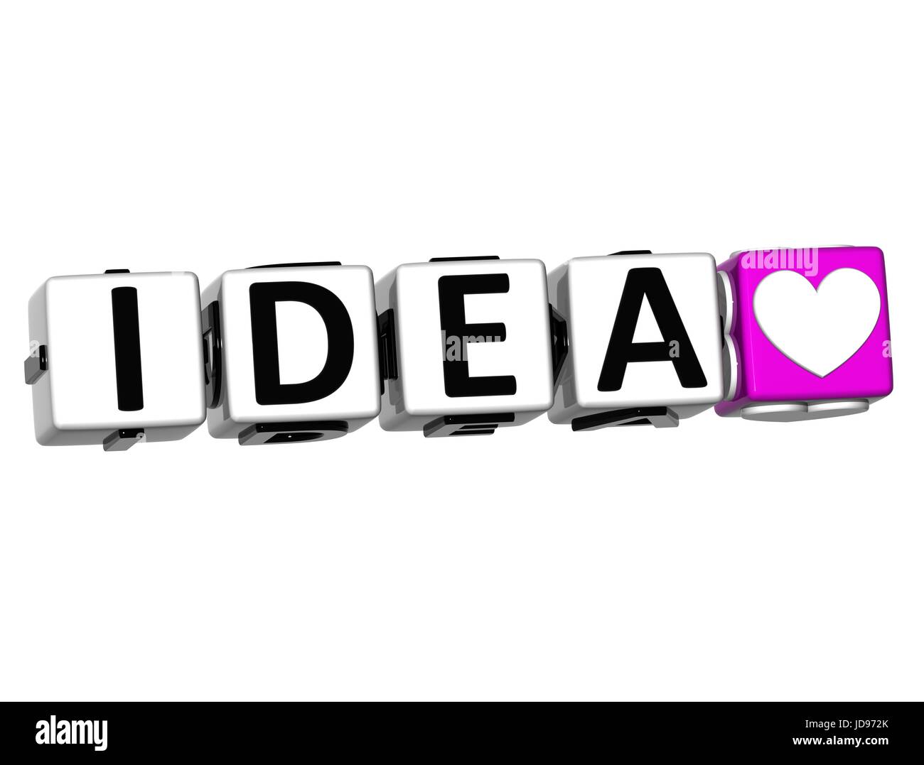 3D Love Idea Button Click Here Block Text over white background Stock ...