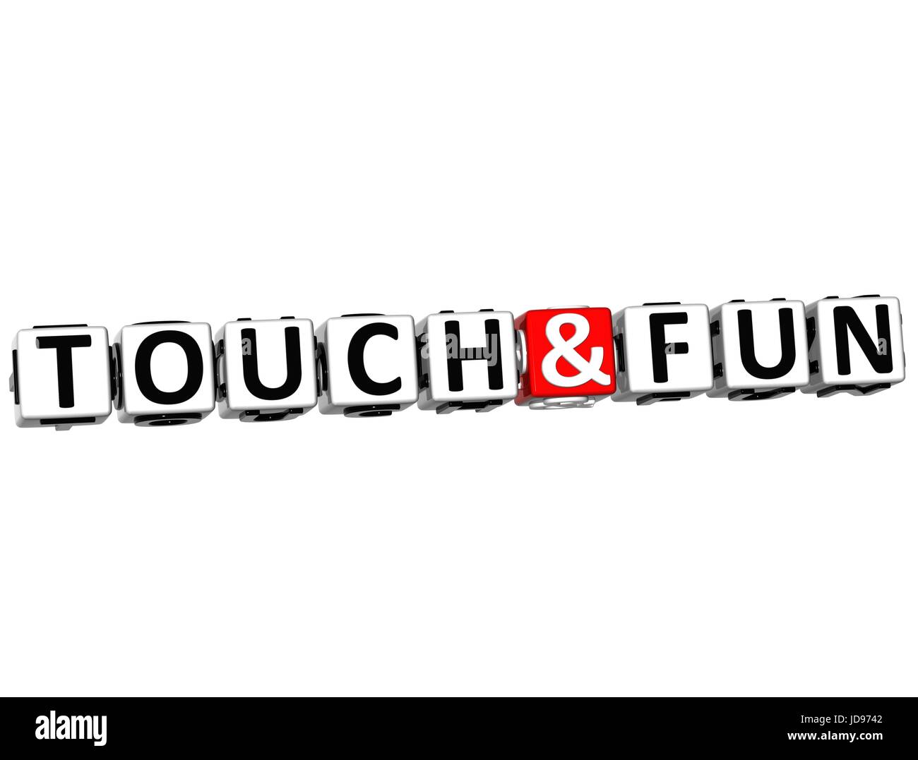 3D Touch And Fun Button Click Here Block Text over white background ...