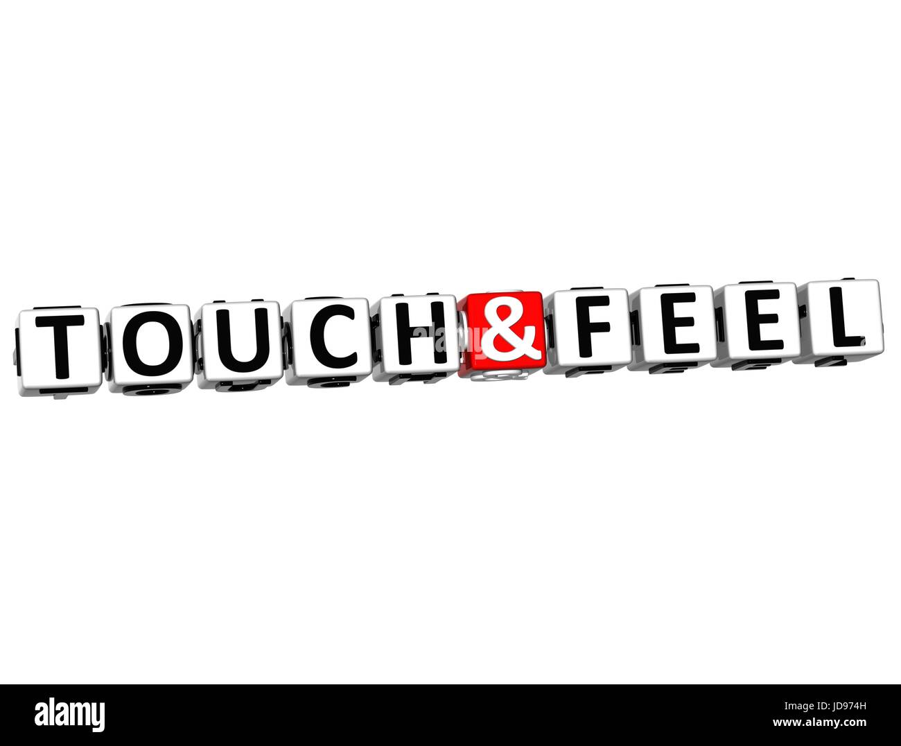 3D Touch And Feel Button Click Here Block Text over white background ...