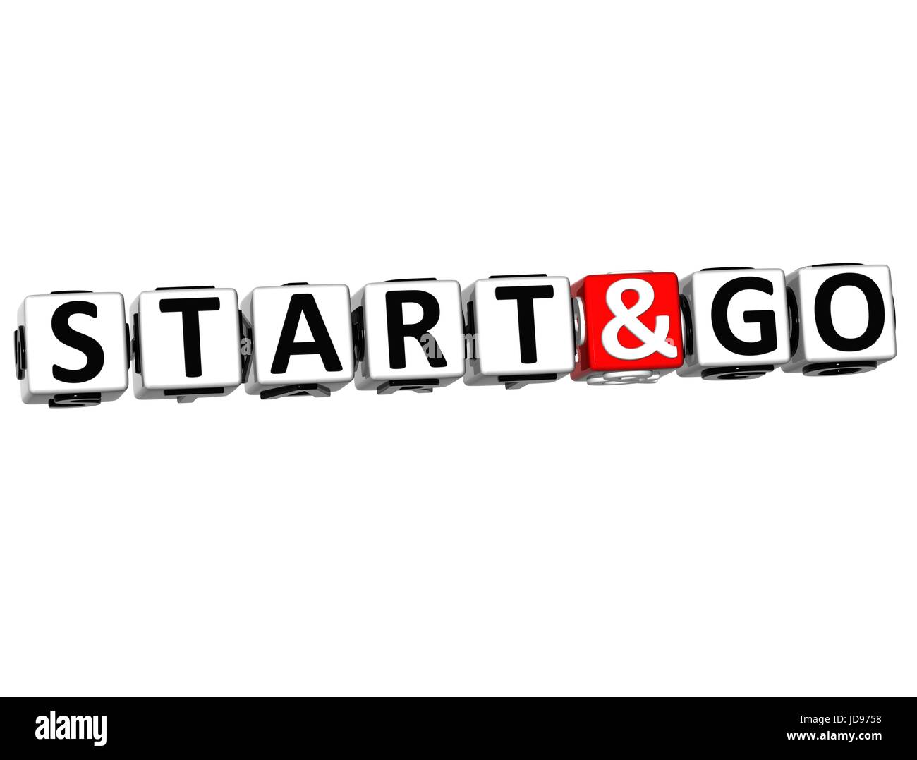 3D Start And Go Button Click Here Block Text over white background ...