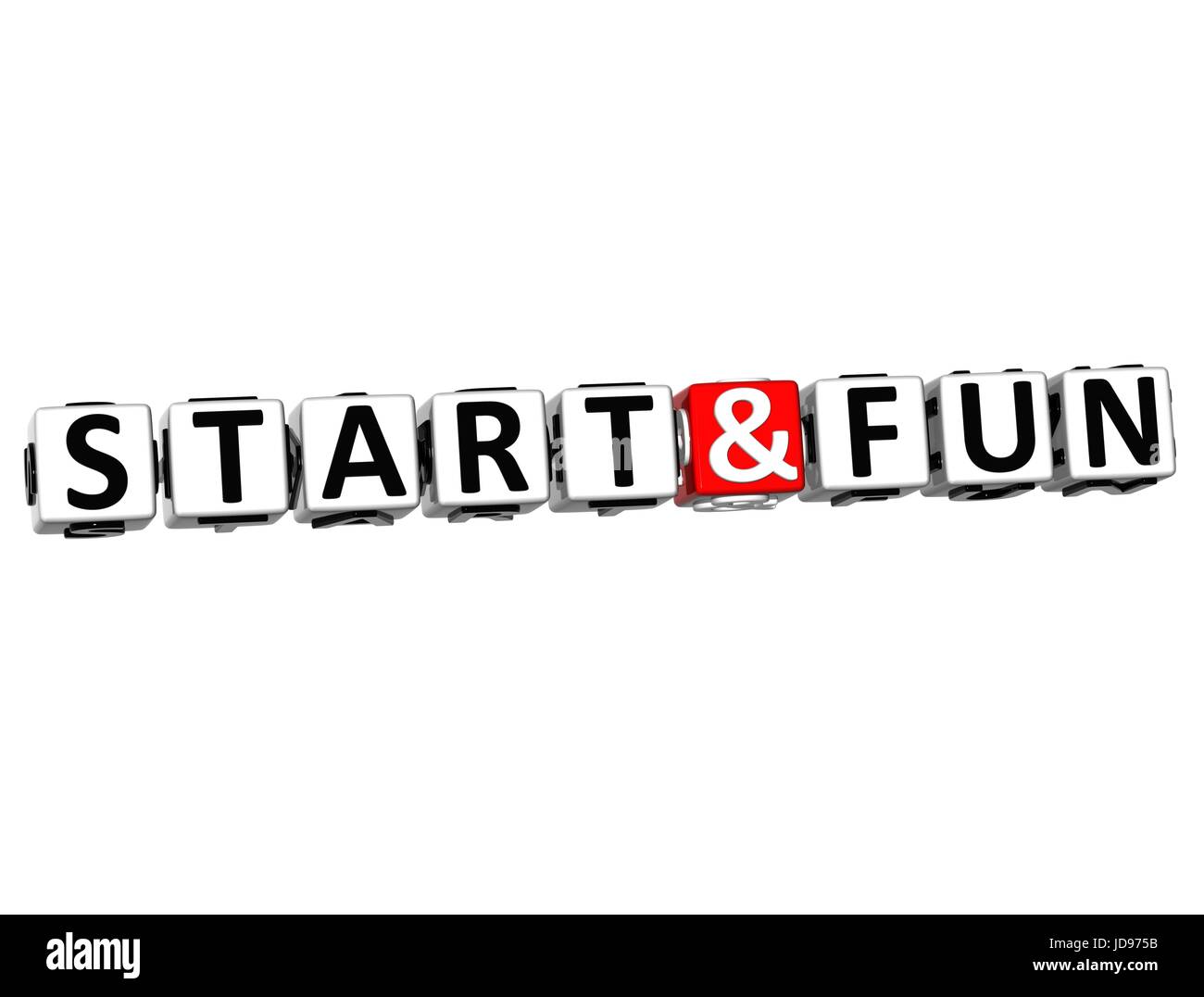 3D Start And Fun Button Click Here Block Text over white background ...