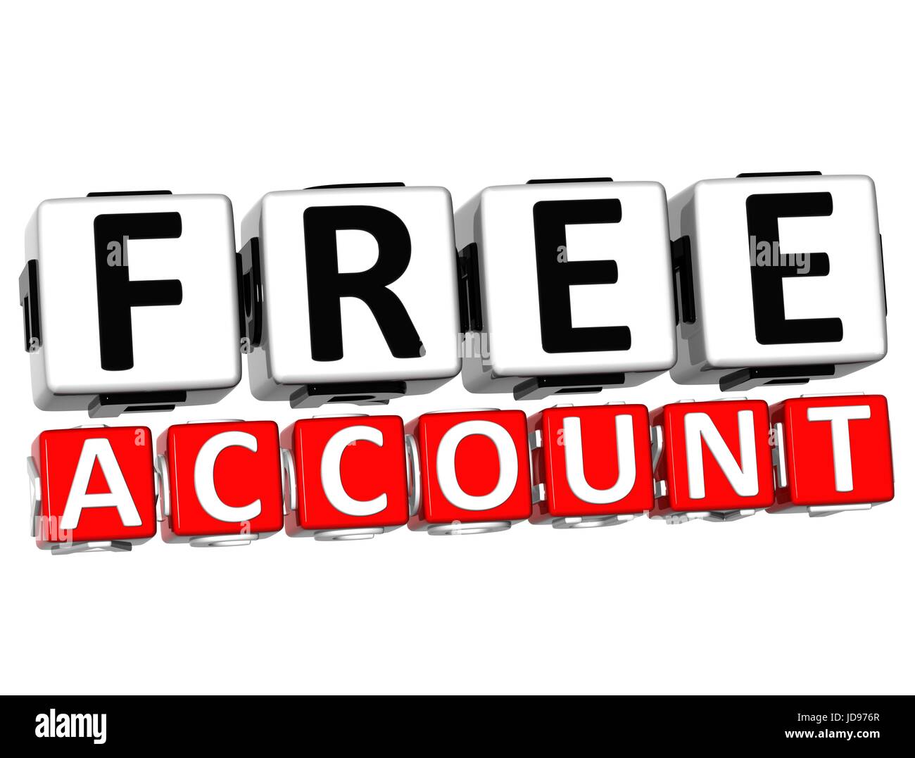 3D Free Account Button Click Here Block Text over white background ...