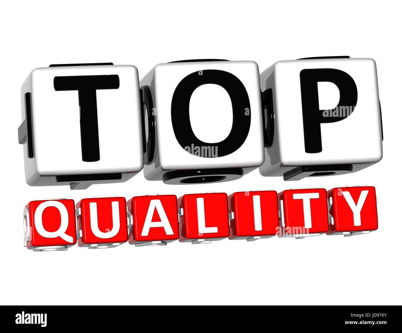 3D Top Quality Button Click Here Block Text over white background Stock ...