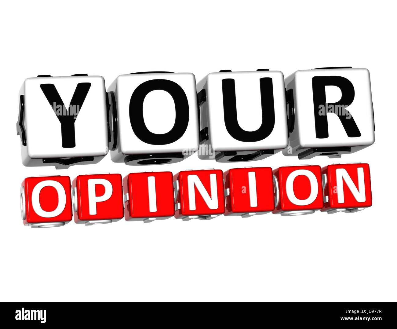 3D Your Opinion Button Click Here Block Text over white background ...