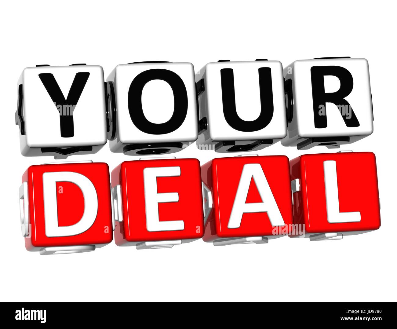 3D Your Deal Button Click Here Block Text over white background Stock ...