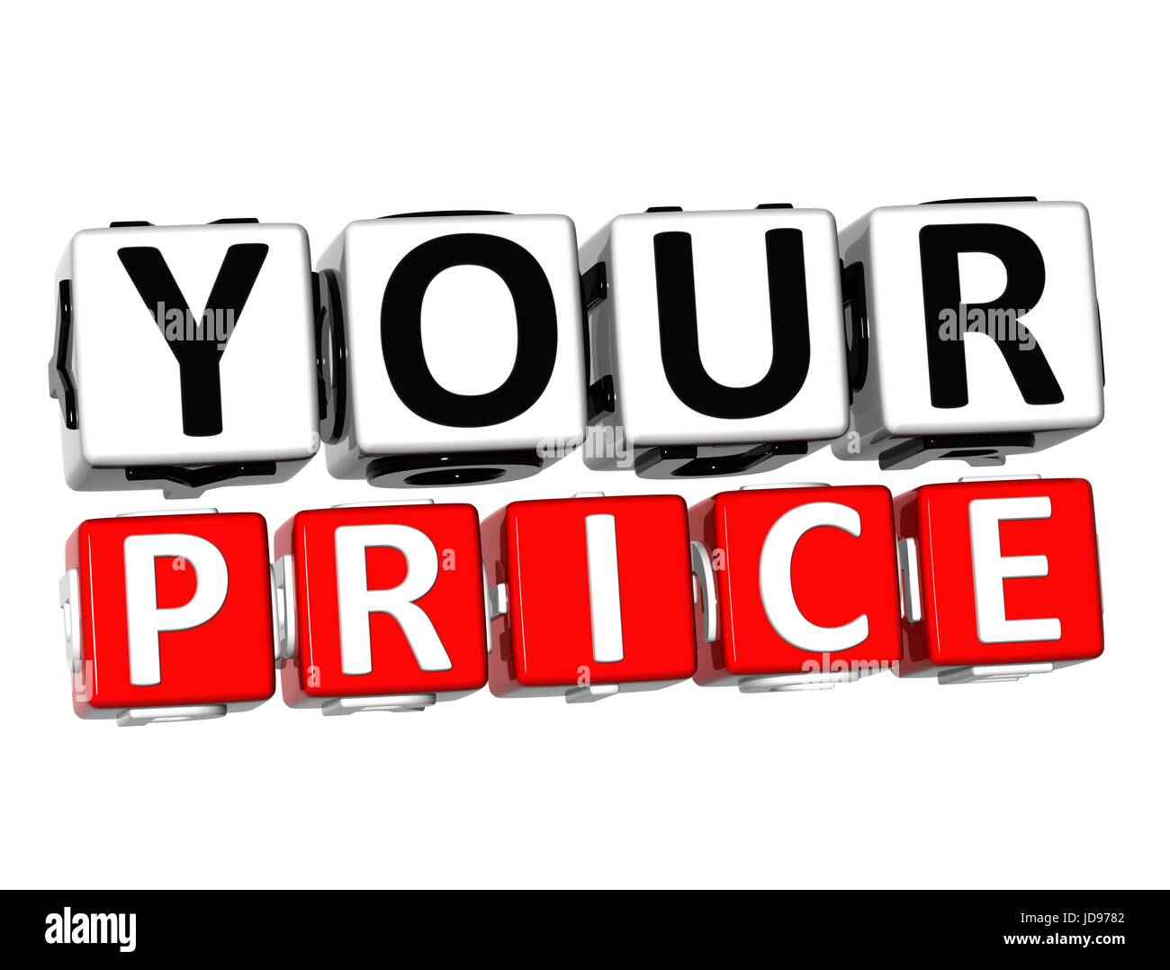 3D Your Price Button Click Here Block Text over white background Stock ...