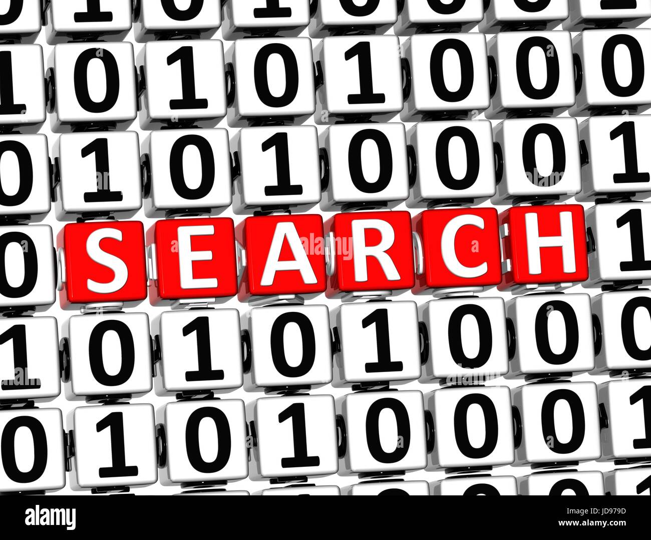 3D Word Search inside zero one blocks Stock Photo - Alamy