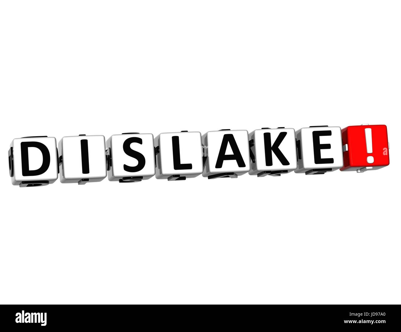 3D Dislike Button Click Here Block Text over white background Stock ...