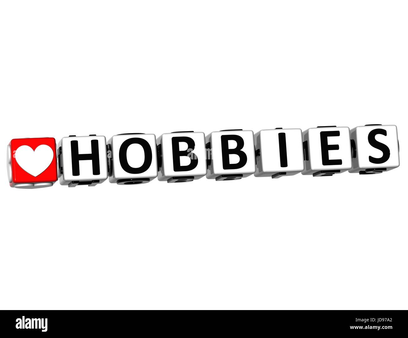 3D Love Hobbies Button Click Here Block Text over white background ...